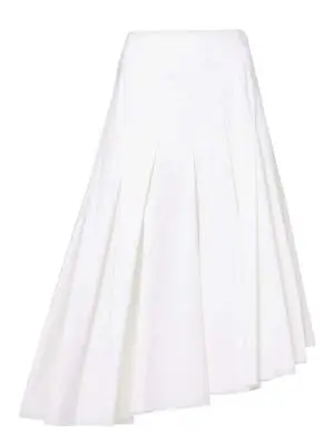 FFORME Rio Asymmetric Cotton Midi Skirt - White
