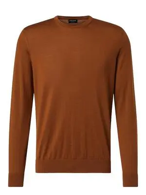 Zegna Cashmere And Silk Crewneck Sweater - Brown
