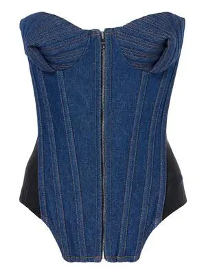Jean Paul Gaultier Paneled Denim Corset - Blue