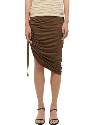 Helmut Lang Helmut Lang Wind Ruched Stretch-Jersey Skirt Cocoa