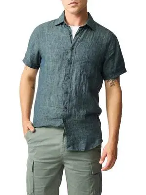 Rodd & Gunn Palm Beach Sports Fit Short Sleeve Linen Button-up Shirt - Ash