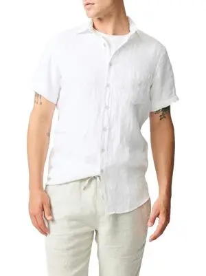 Rodd & Gunn Palm Beach Sports Fit Short Sleeve Linen Button-up Shirt - Snow