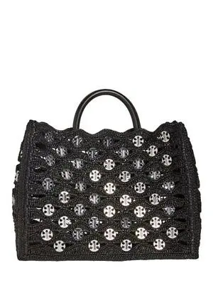 Rabanne Rabanne Raffia Disc Tote Black/silver