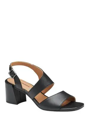 Johnston & Murphy Everly Asymmetric Slingback Sandal - Black Glove Leather