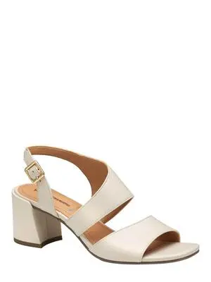 Johnston & Murphy Everly Asymmetric Slingback Sandal - Bone Glove Leather