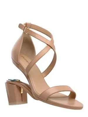 PASHION FOOTWEAR The Sandal 3" Block Convertible Heel - Latte Leather