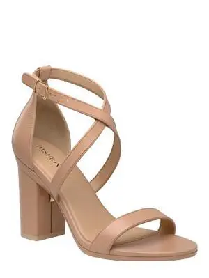 PASHION FOOTWEAR The Sandal 4" Block Convertible Heel - Latte Leather
