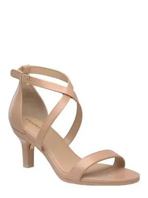 PASHION FOOTWEAR Sandal With 3" Stiletto Heel - Latte Leather
