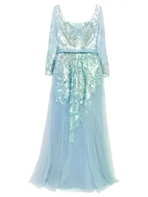 SAIID KOBEISY Embroidered Gown - Blue