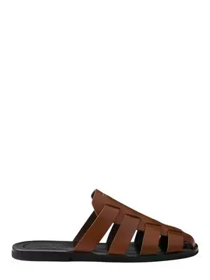 Prada Leather Fisherman Mules - Brown