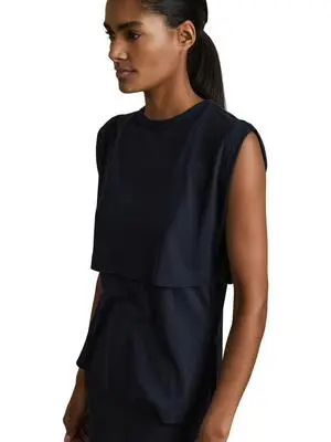REISS Carmen Double-layer Top - Navy