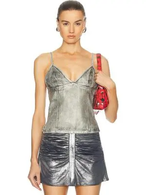 DIESEL Denim Metallic Camisole Top - Silver Metallic