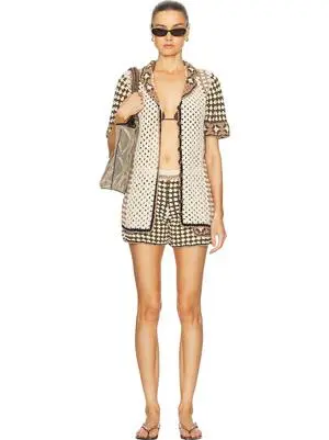 Akoia Swim Moa Crochet Short Set - Coconut Olive