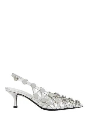 Attico Grid 50mm Slingback - Silver