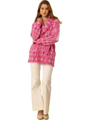 Hale Bob Capri Jacquard Sweater - Pink
