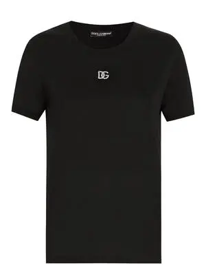 Dolce & Gabbana Dolce & Gabbana T-Shirt With Crystal DG Logo Black