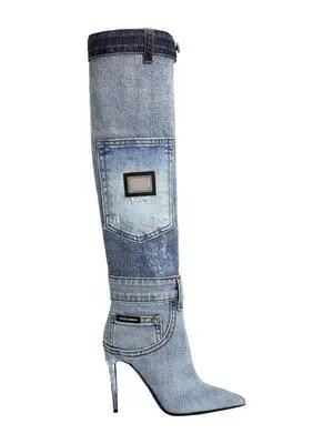 Dolce & Gabbana Patchwork Denim Boots - Blue