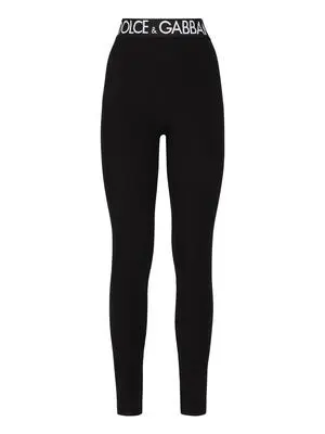 Dolce & Gabbana Jersey Leggings With Branded Elastic - Black