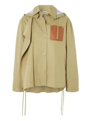 Loewe Anagram Hooded Cutout Cotton-gabardine Jacket - Brown
