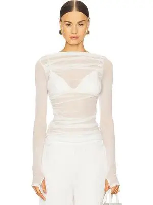 Enza Costa Draped Boatneck Top - Chalk