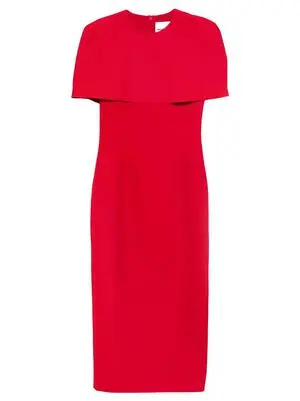 Roland Mouret Cape-detail Crepe Midi Dress - Red