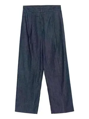 Another Tomorrow Chambray Wide-leg Jeans - Blue