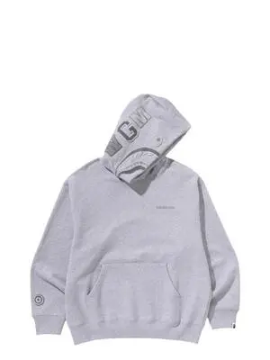 A BATHING APE Shark Logo Relaxed Fit Pullover Hoodie - Grey