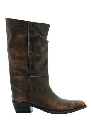 Khaite Clive Leather Boots - Brown