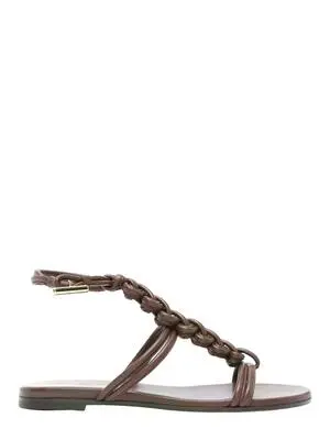 GIANVITO ROSSI Braided Flat Sandals - Brown