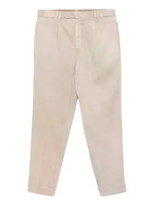 DELL'OGLIO Pleated Tapered-leg Trousers - Neutrals