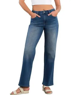 HINT OF BLU Cuffed Mid Rise Boyfriend Jeans - Atlas Blue