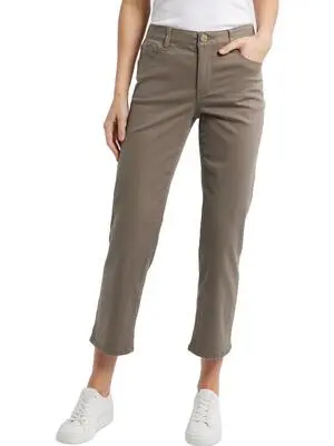 Wit & Wisdom High Waist Straight Leg Stretch Twill Pants Brindle Olive