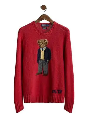 Ralph Lauren 2001 Hand-Knit Polo Bear Sweater Multi