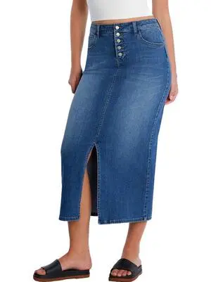 WASH LAB DENIM Wash Lab Denim Exposed Button Fly Midi Skirt