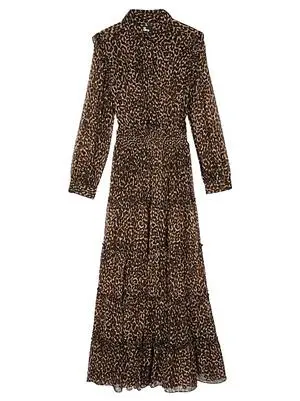 The Kooples Print Mesh Maxi Dress - Leopard