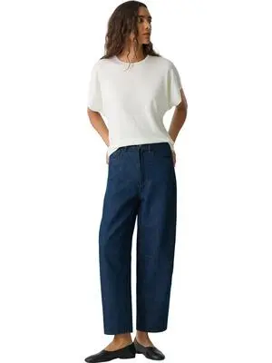 Theory Cropped Barrel Pant In Relaxed Denim Indigo