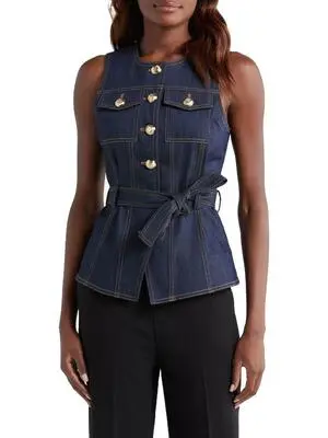 Cinq À Sept Renee Belted Denim Vest - Indigo