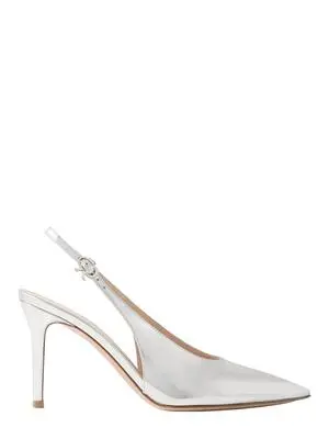 GIANVITO ROSSI Robbie Metallic Leather Slingback Pumps - Silver