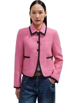 ME+EM Contrast Bound Crop Jacket - Super Pink
