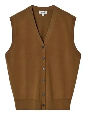 Cos V-Neck Merino Wool Waistcoat Beige
