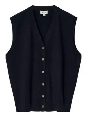 Cos V-Neck Merino Wool Waistcoat Blue