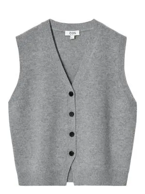 Cos V-Neck Merino Wool Waistcoat Grey
