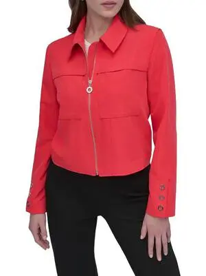 Dkny DKNY Grommet-Sleeve Trucker Jacket Watermln S