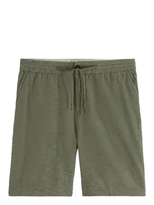 Scotch & Soda Flat Front Slub Cotton & Linen Twill Bermuda Shorts - Army