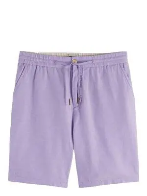 Scotch & Soda Flat Front Slub Cotton & Linen Twill Bermuda Shorts - Bright Lavender