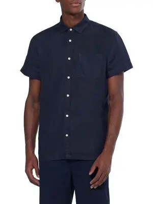 Scotch & Soda Core Solid Short Sleeve Button-up Shirt - Night
