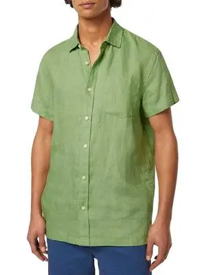 Scotch & Soda Short Sleeve Linen Button-up Shirt - Pistachio