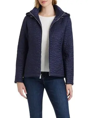 Kate Spade New York Kate Spade New York Spade Floral Quilted Jacket Planetary Navy