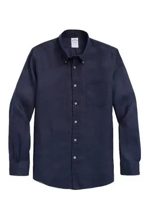 Brooks Brothers Regular Fit Linen Button-down Shirt - Navy