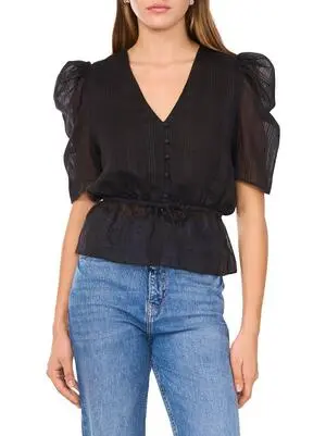 1.State Peplum Shirt - Rich Black